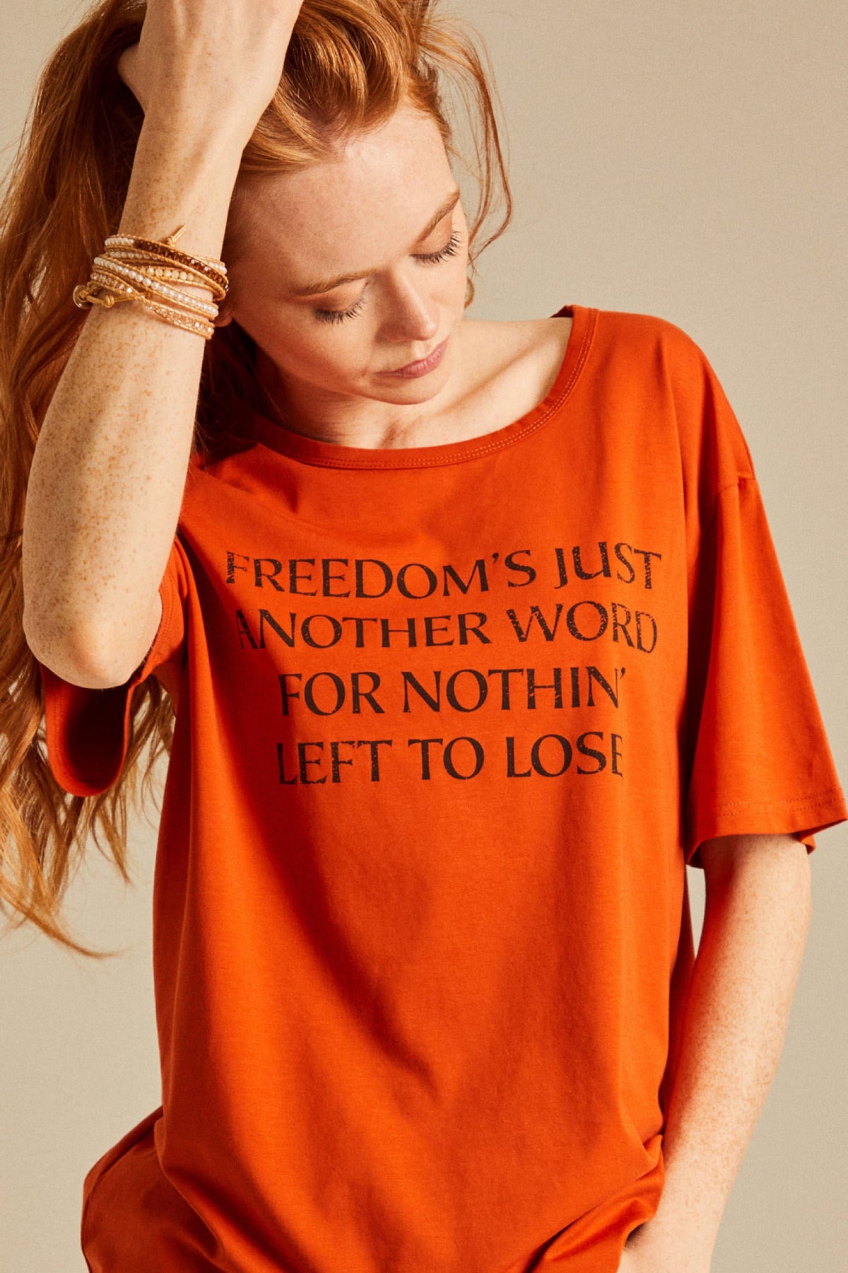 Freedom Rust Orange T Shirt And Worn And Haggard