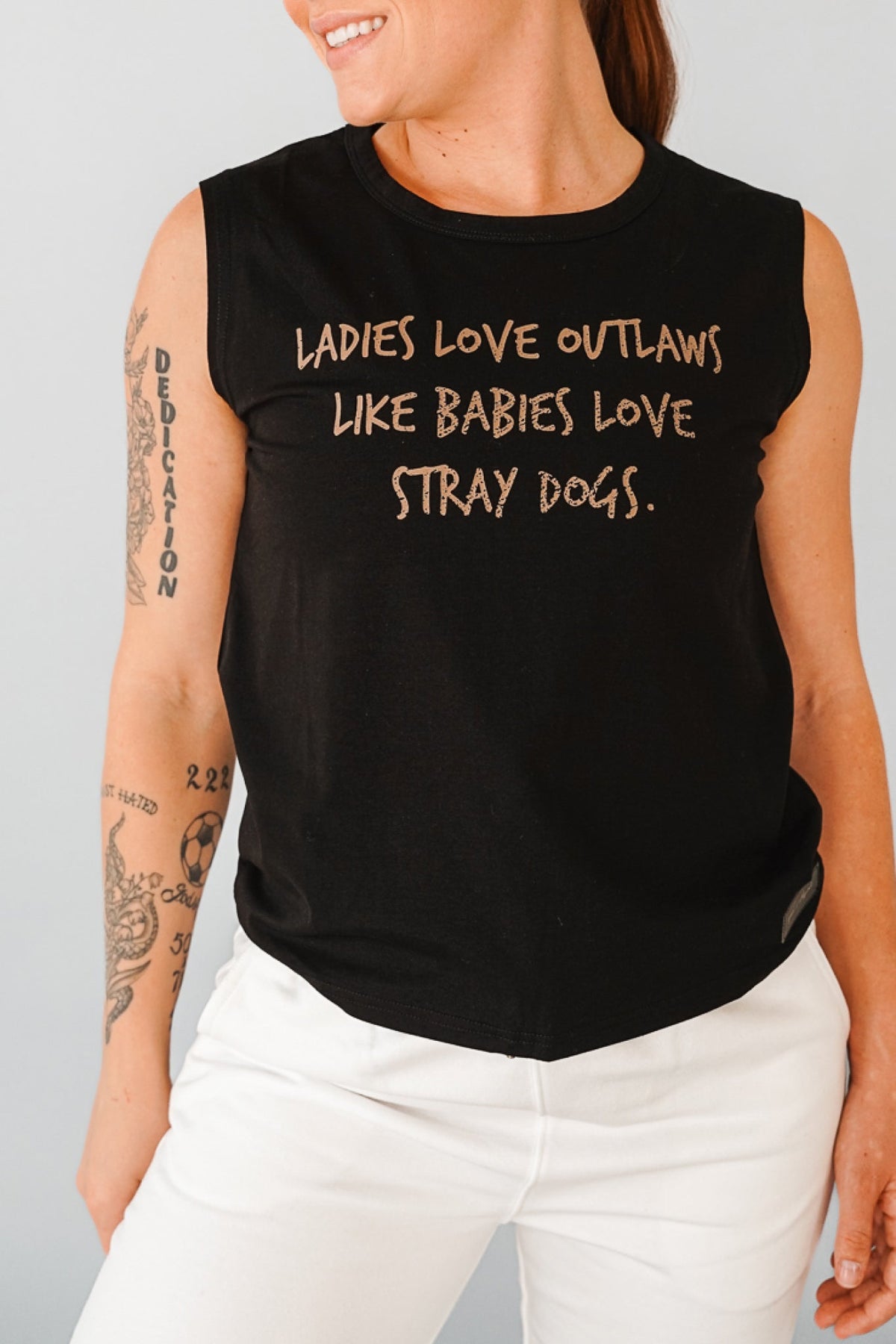 Ladies Love Outlaws - Women's Black Tank Top & Worn & Haggard