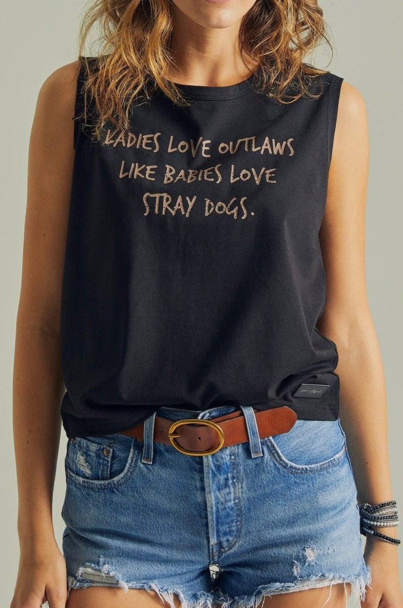 Ladies Love Outlaws - Women's Black Tank Top & Worn & Haggard